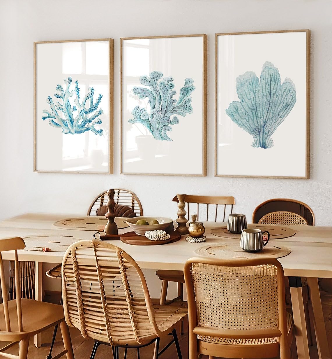 Amazon.com: 3 Piece Framed Art Prints Coral Sea Fans Poster Pictures ...