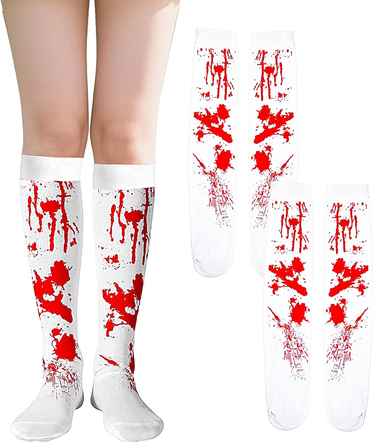 Amazon.com: Vavious Bloody Stockings, Red and White, Polyester, One ...