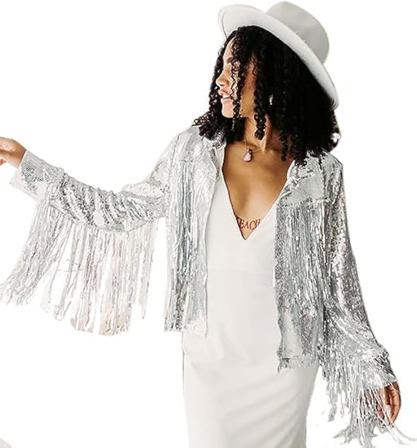 Amazon.com: Chpanmitao Sequin Fringe Jacket Disco Theme Country Dolly ...