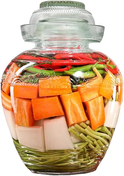 Amazon.com: LIDSCURA Kimchi Jars, Traditional Fermentation Jar with Watersealed Air Locked Lid ...