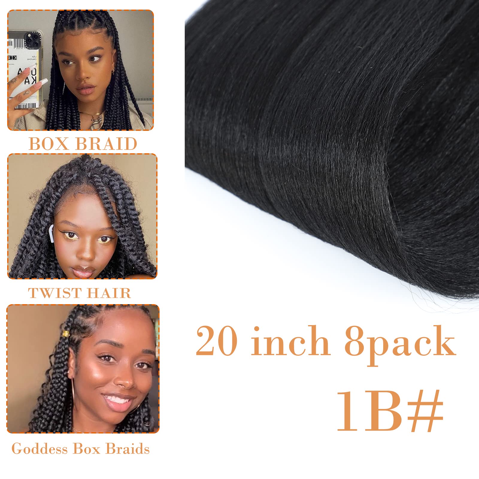 Snapklik.com : Short Braiding Hair Pre Stretched 14 Inch 8 Packs Black ...