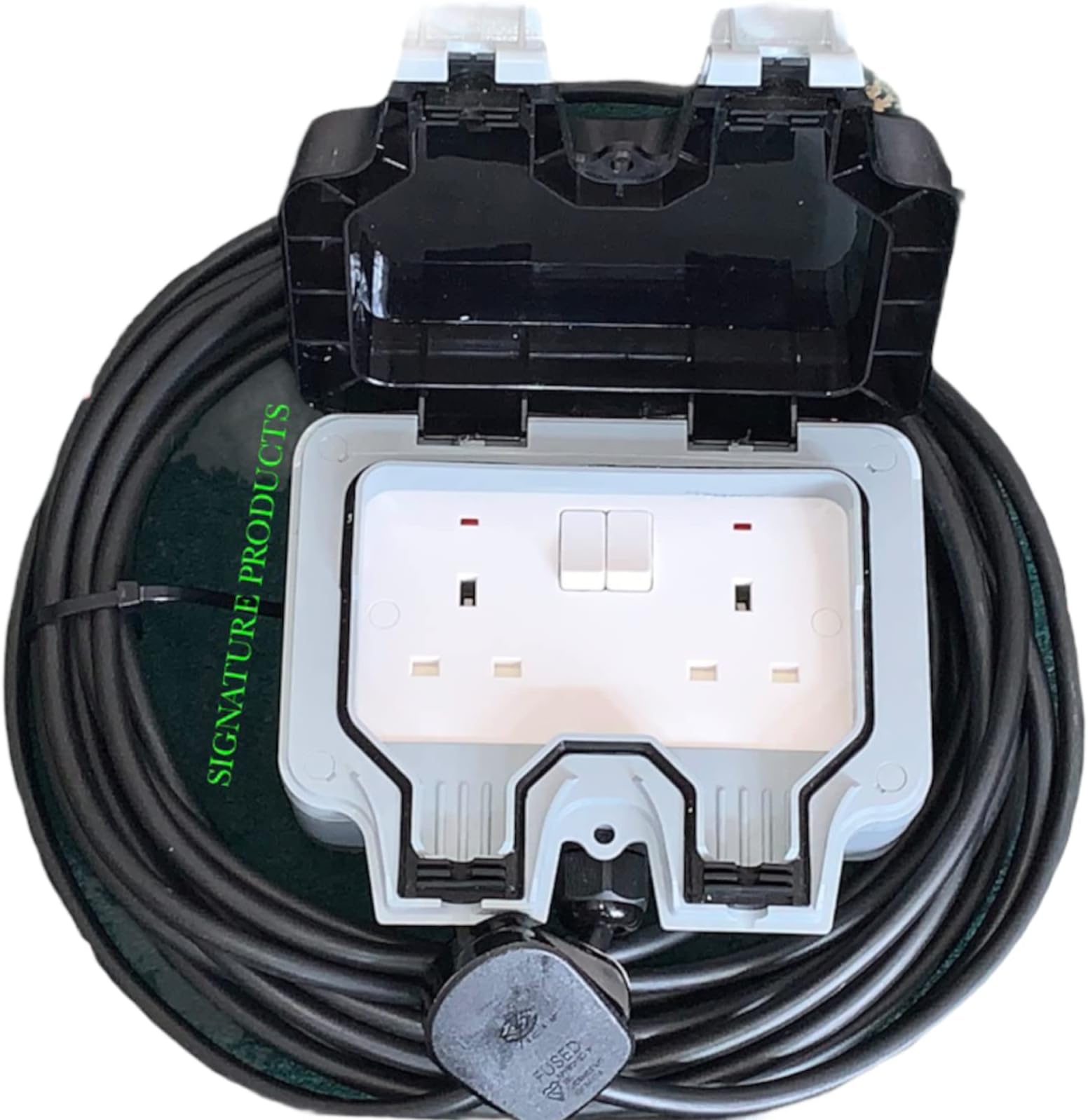 Outdoor Garden Extension Lead Socket IP66 Rated 1m to 25m Black Cable ...
