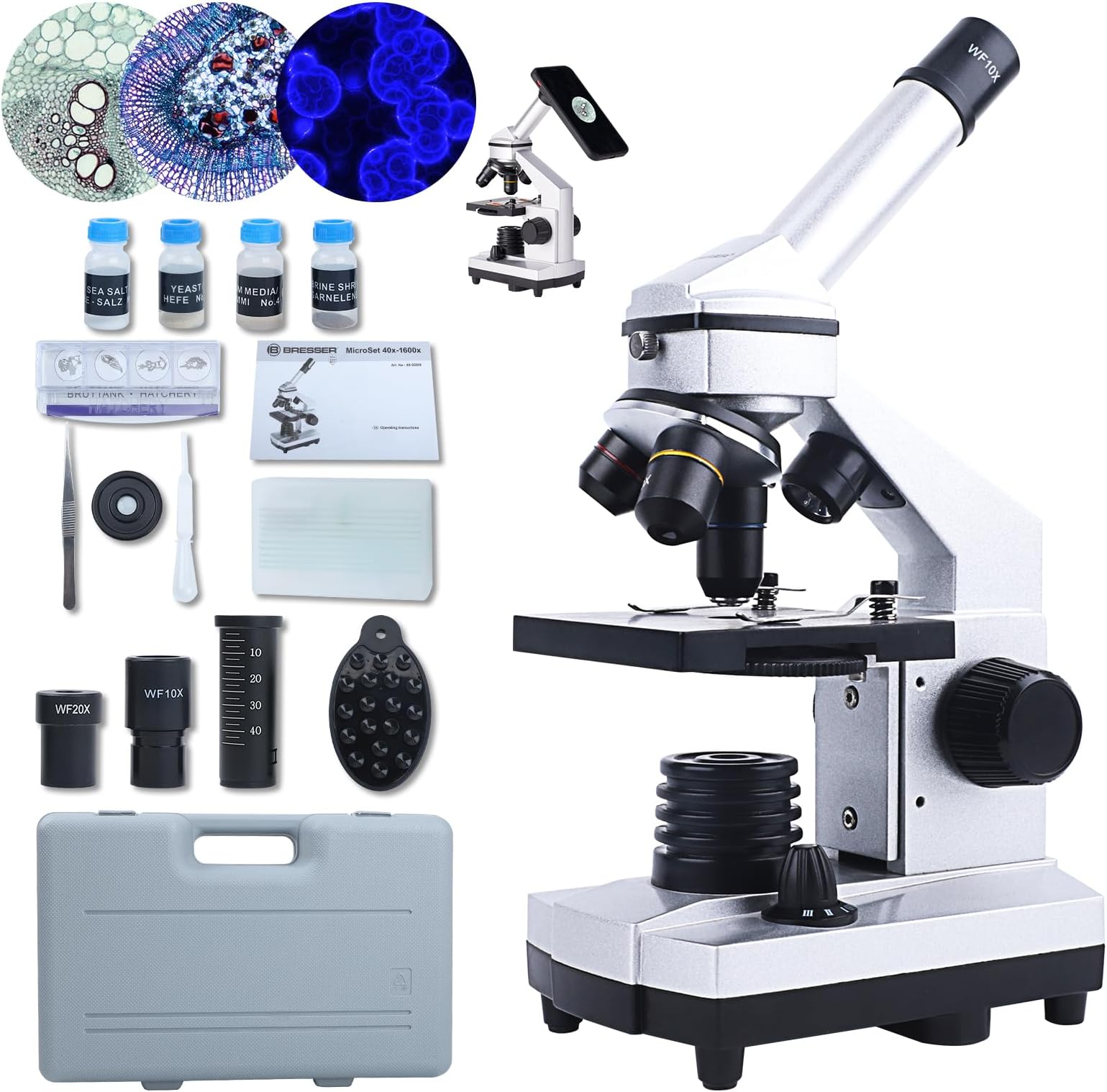 Amazon.com: Microscope for Adults Kids Students, 40X-1600X Kids ...