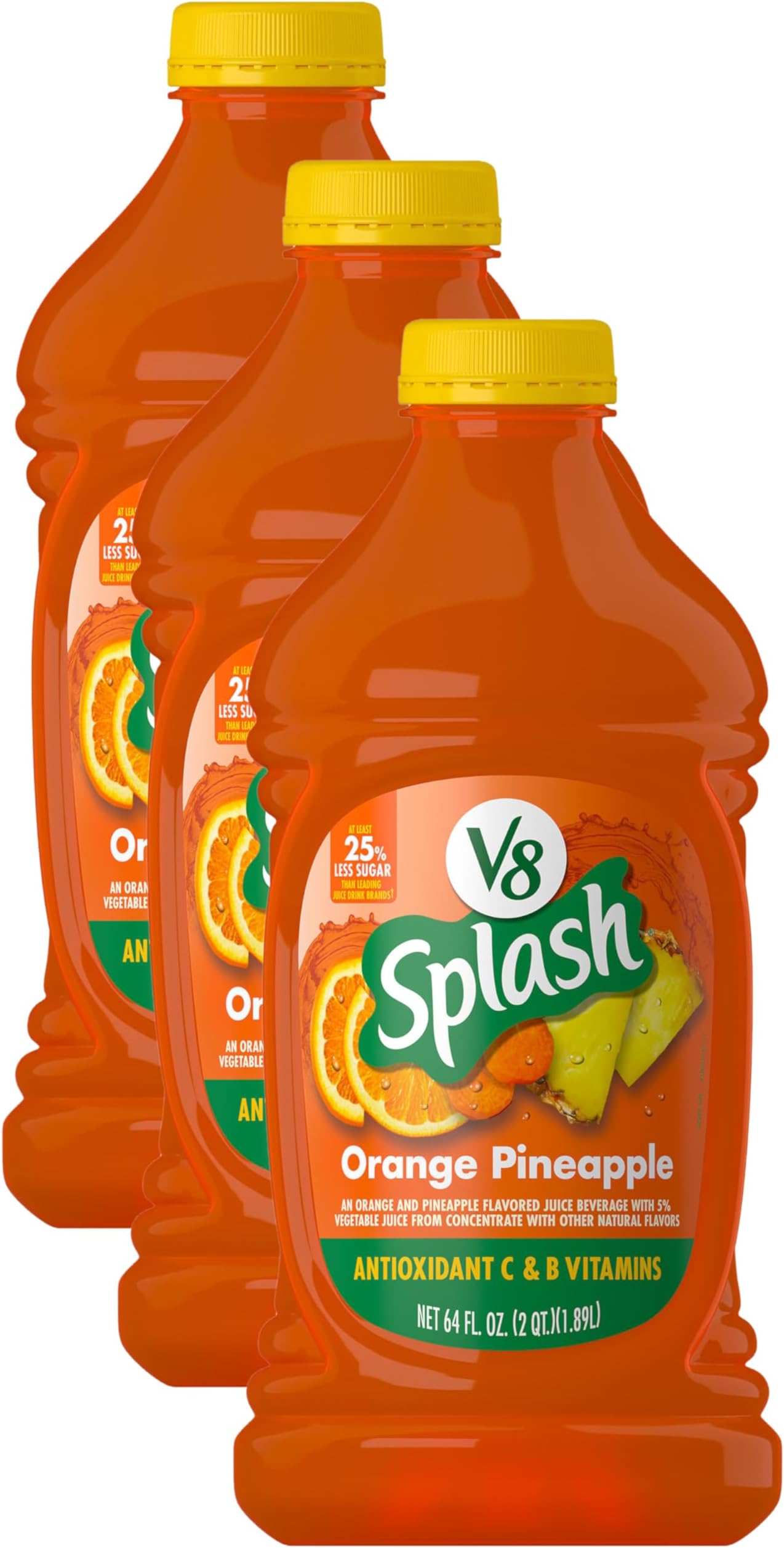 Amazon.com : V8 Splash Orange Pineapple Flavored Juice Beverage, 64 FL ...