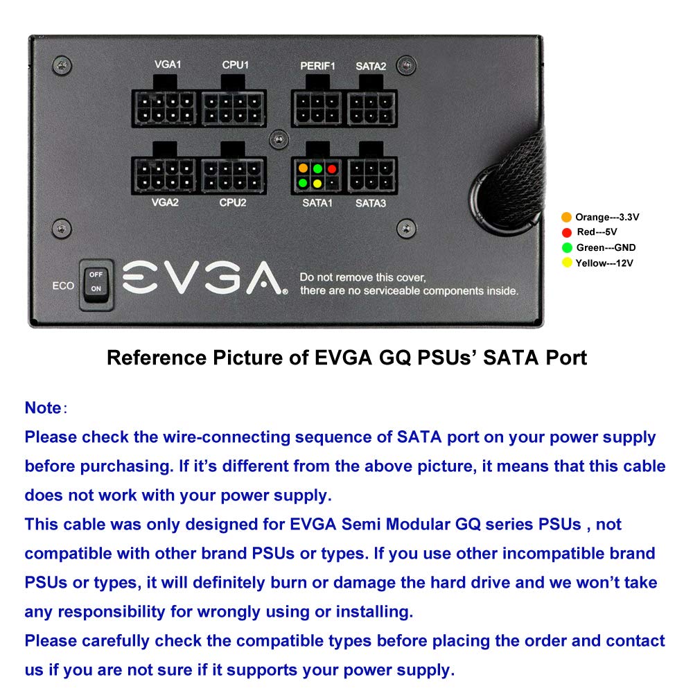Snapklik.com : COMeap Molex Power Cable For EVGA GQ Series Semi Modular ...