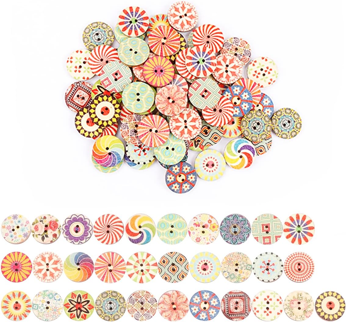 Tabanzhe 100 Wooden Buttons for Hand Sewing and Crafts - 20 Mm Round ...