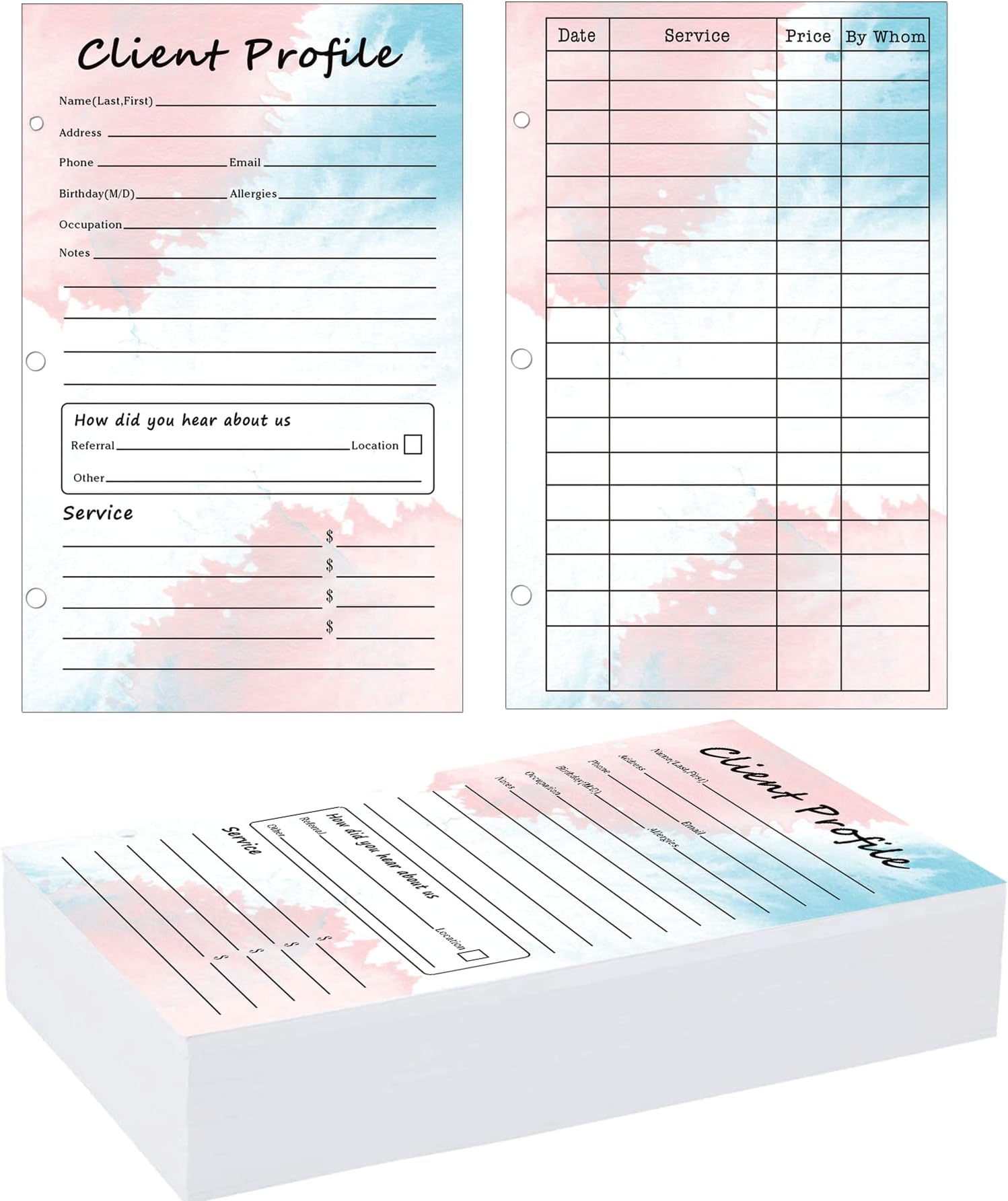 50 Pack Customer Information Cards - 5.5 x 8.5 Inch - Client Profile ...