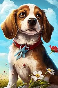 Amazon.com: DIY Animal Diamond Art,Spring Beagle Puppy Diamond Painting ...