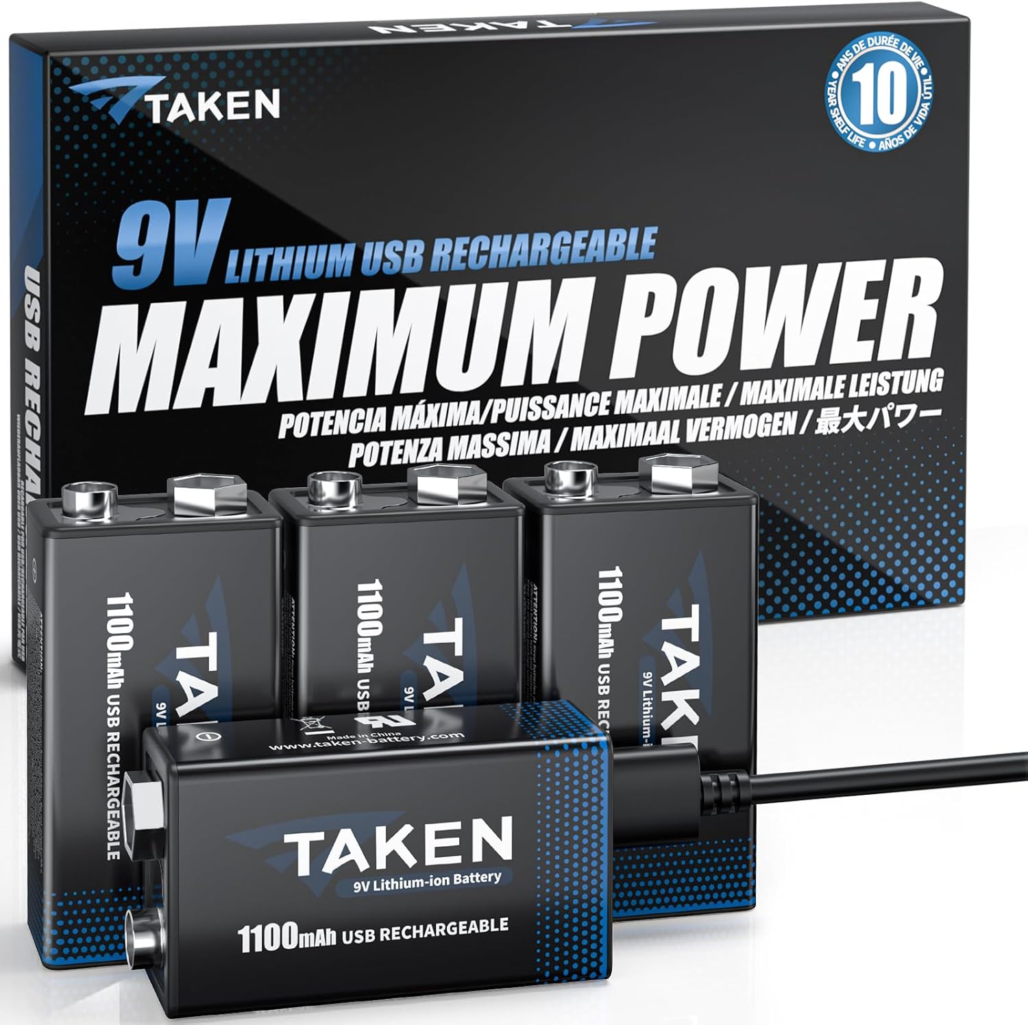 Amazon.com: 9 Volt Batteries 4 Pack USB Rechargeable 9V Batteries, High ...