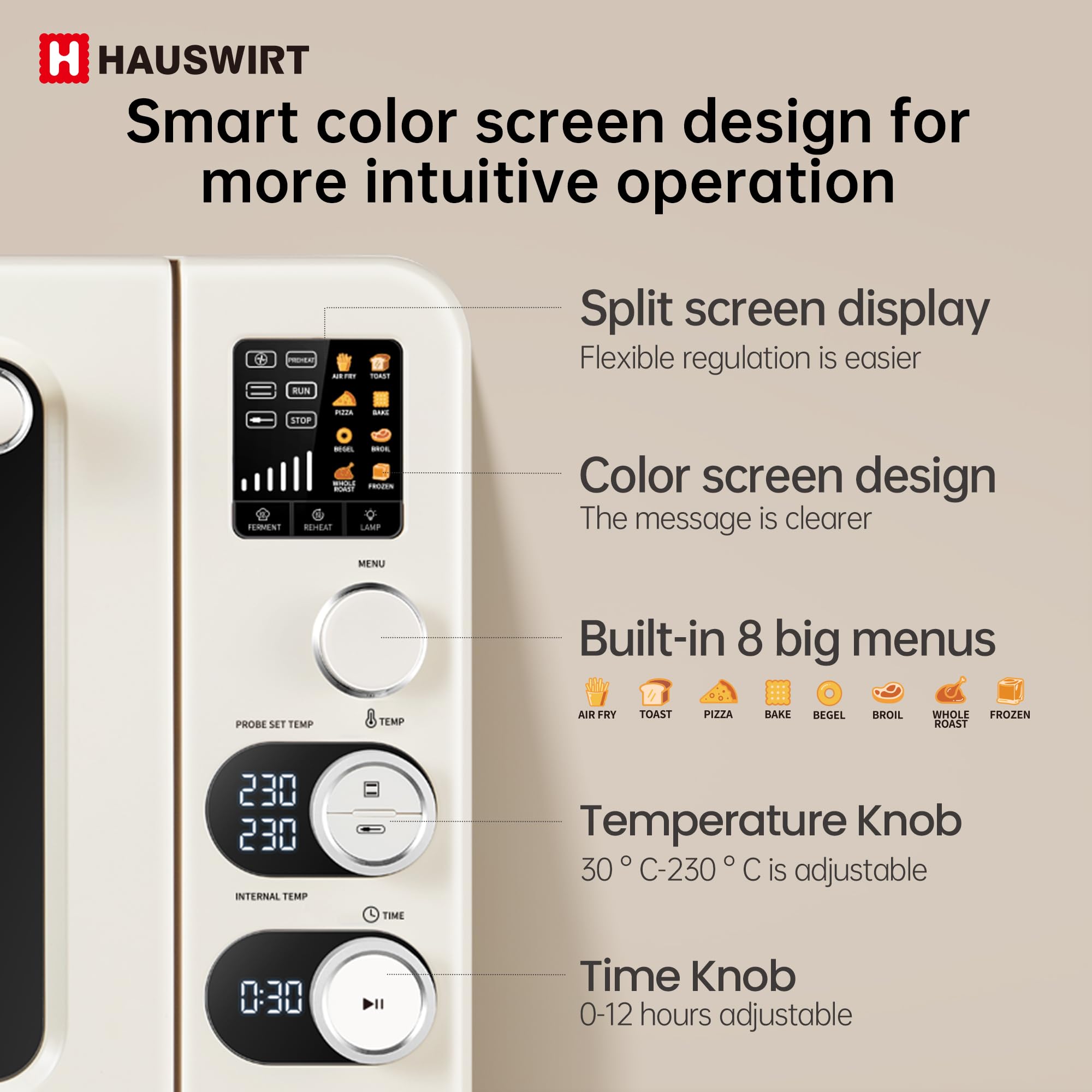 Snapklik.com : Hauswirt 36Qt Air Fryer Conventional Oven C45,10-in-1 Combo,40L Extra Capacity ...