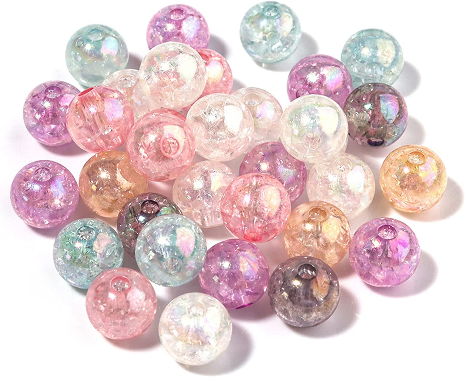 Amazon.com: 200PCS Colored Acrylic Crystal Beads Round Crackle Glass ...