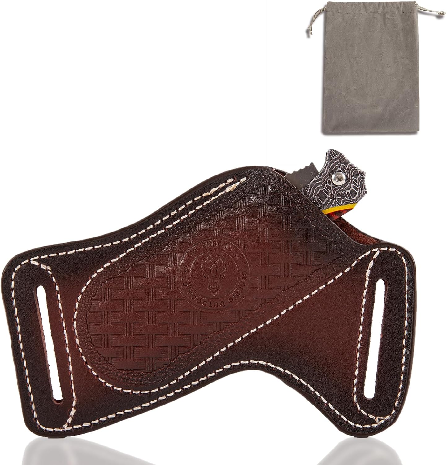 Echtleder Gürteltasche Messer Holster - Lederscheide für Klappmesser ...