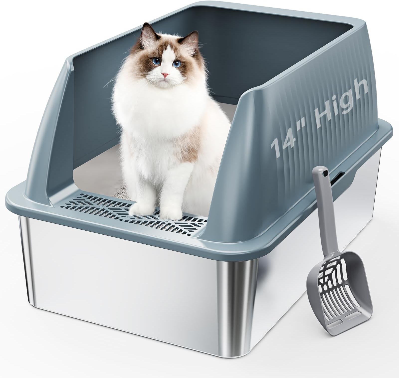 Amazon.com : Hobya 14" XL Stainless Steel Cat Litter Box with Lid ...
