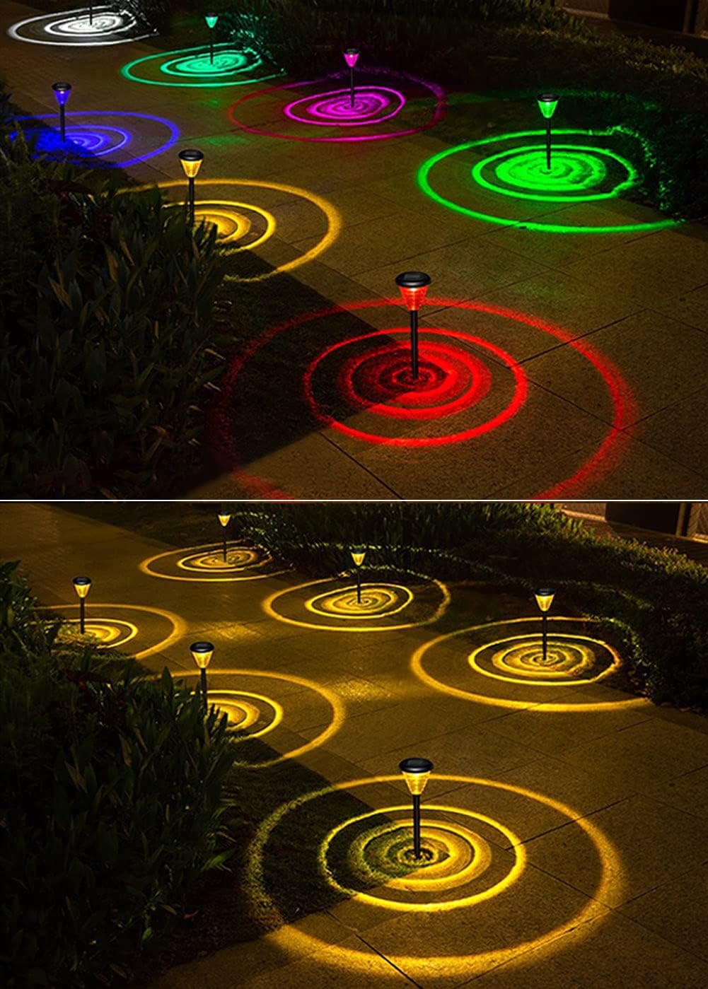 Amazon.com: INSTITIZER 4 Pack Solar Pathway Lights,Color Changing+Warm ...