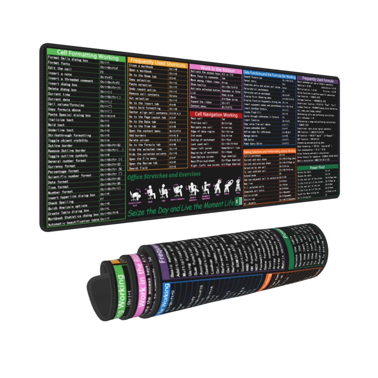 Key Programmer XL Excel Shortcuts Desk Pad - Waterproof Mouse Mat With ...