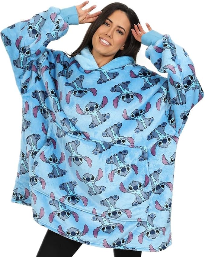 Lilo and Stitch Womens Blue Fully Lined Luxury Hoodie, Oversized Fleece ...