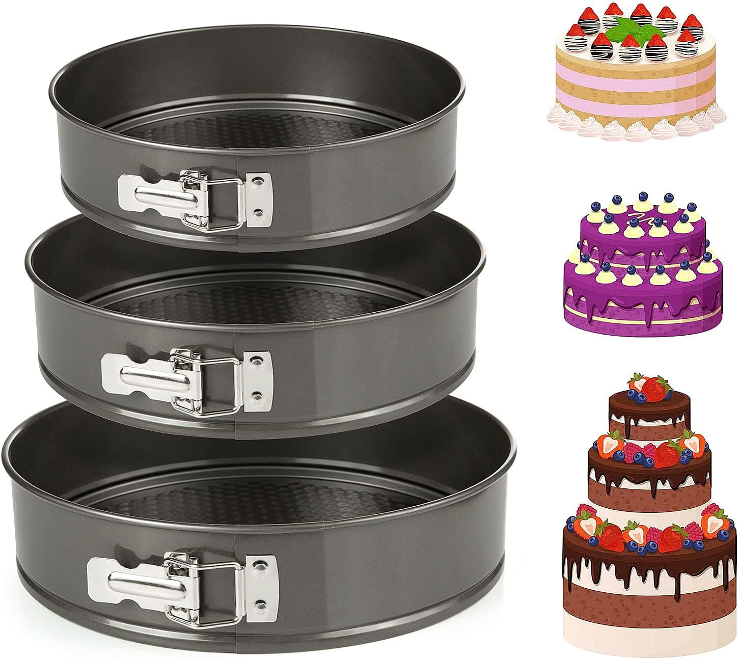 isheTao Springform, Set mit 4 Stück, Ø11/18/23/26cm, Backform, Profi ...