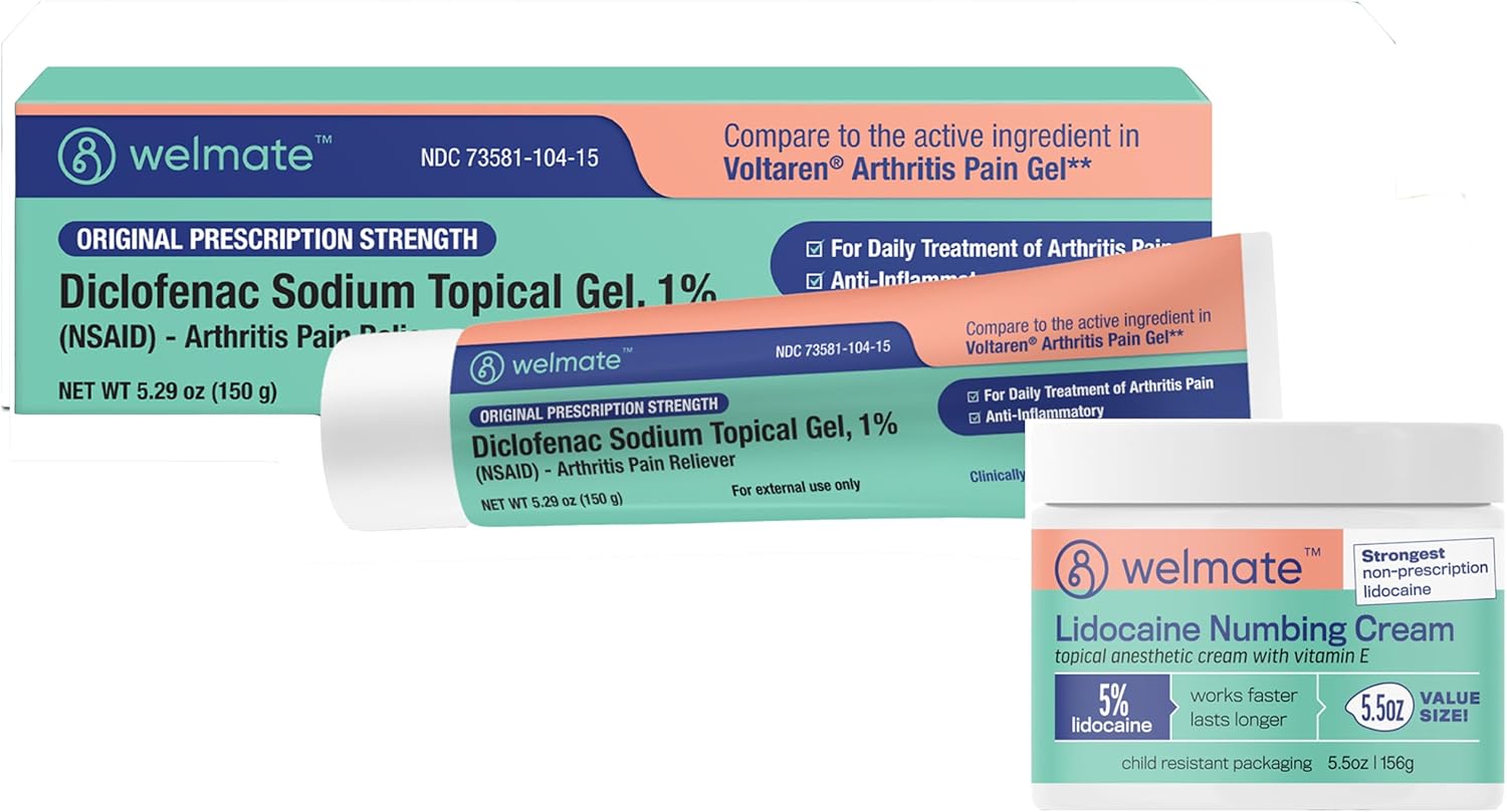Amazon.com: WELMATE - Arthritis Diclofenac Sodium Topical Gel 1% 5% Lidocaine 5.5 oz Bundle ...