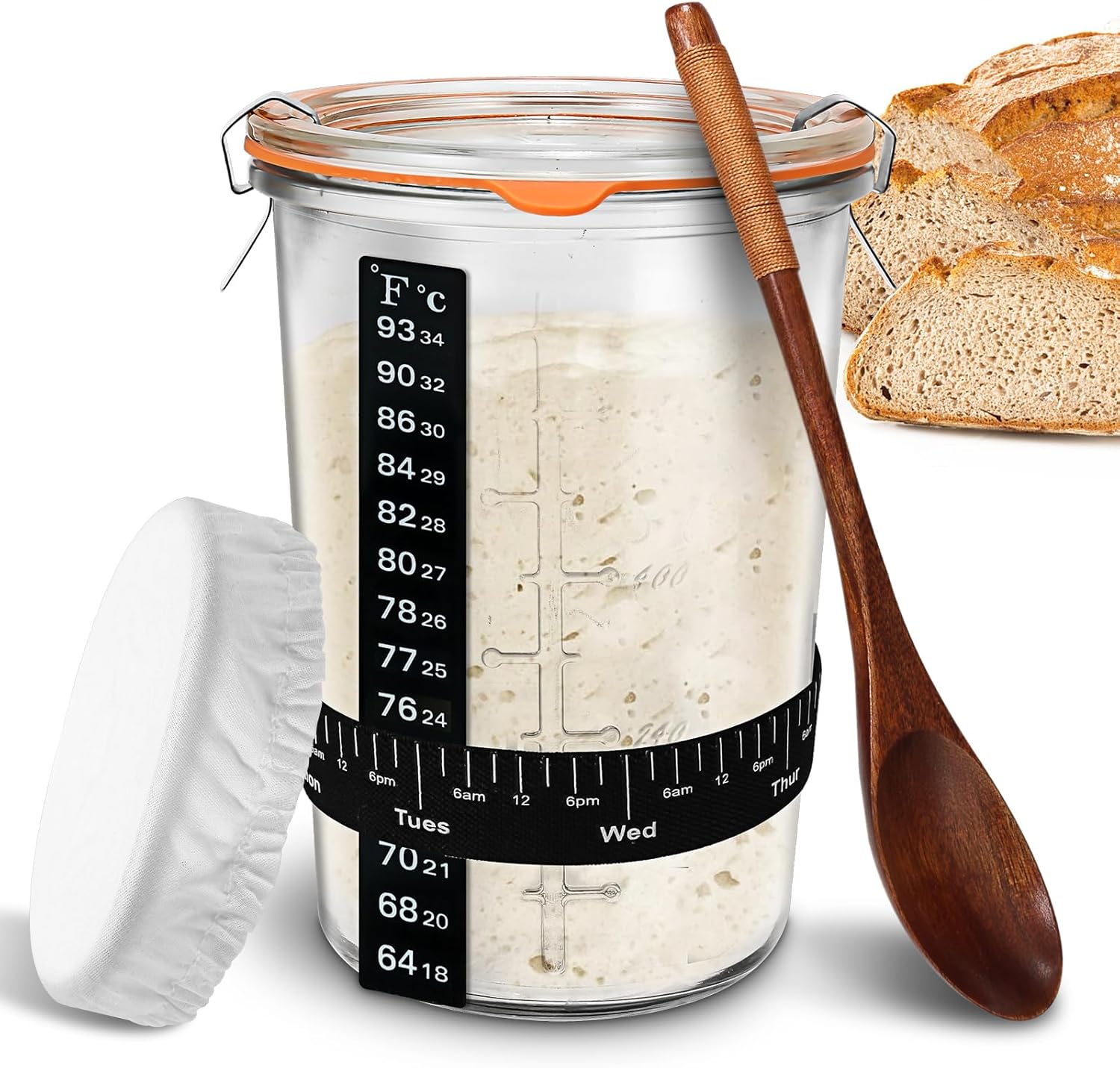 Amazon.com: TOKPELA Sourdough Starter Jar Glass, Wide Mouth Sourdough ...