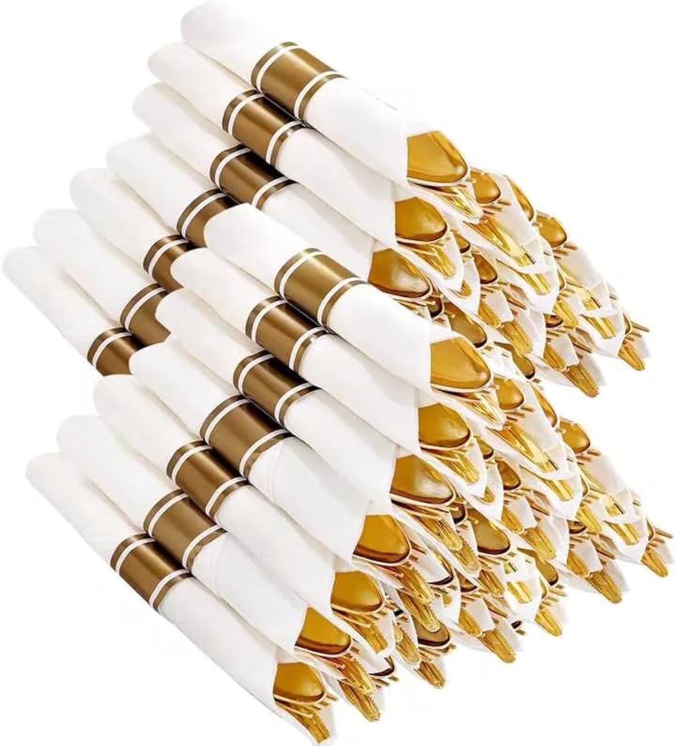 Amazon.com: Nervure 400PCS Pre Rolled Gold Plastic Silverware Sets ...