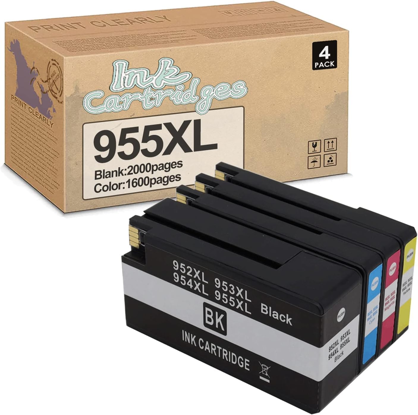 HP 955 XL B/C/M/Y Combo Set of 4 (955XL) : Amazon.in: Computers ...