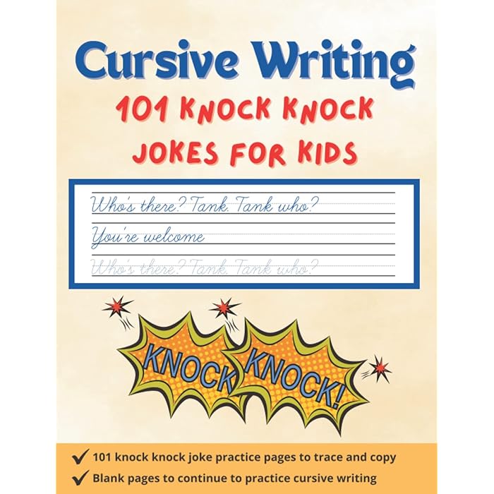 Buy Cursive Handwriting Workbook 101 Knock Knock Jokes for Kids: Letter ...