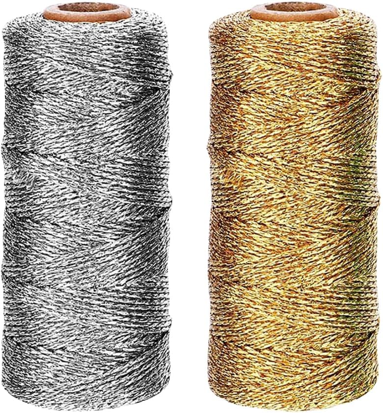 JIHUOO 2 Rolls 1.5mm Thin Metallic Cord Tinsel Cord Rope Christmas ...