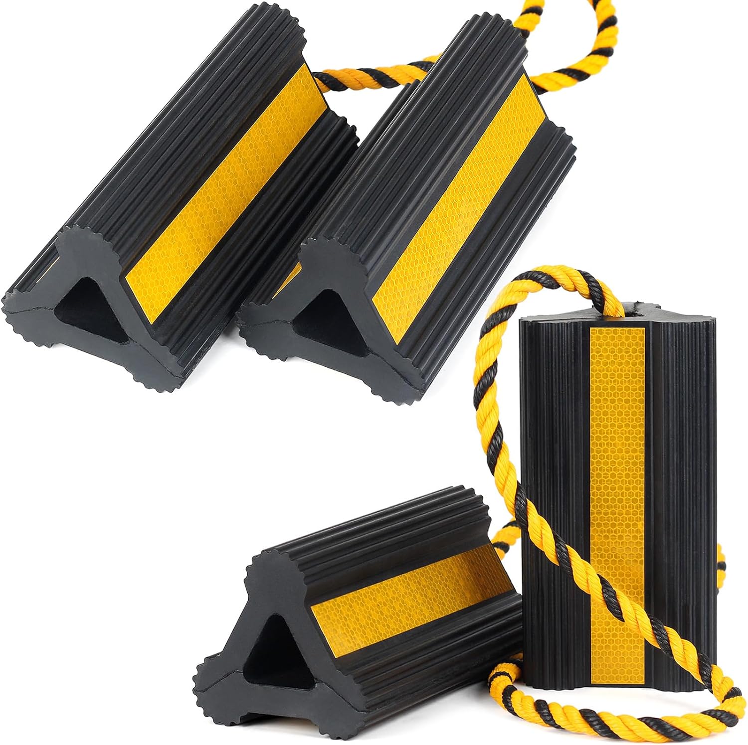 Amazon.com: OULEME Heavy Duty Rubber Wheel Chocks, 2 Pair, Non-Slip ...