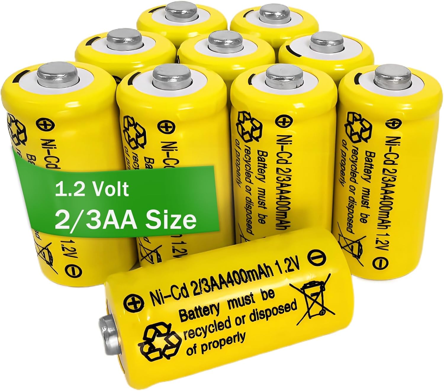 Amazon.com: Zsolarigt 2/3AA Size Rechargeable Batteries 10 Pcs, NiCAD 1 ...