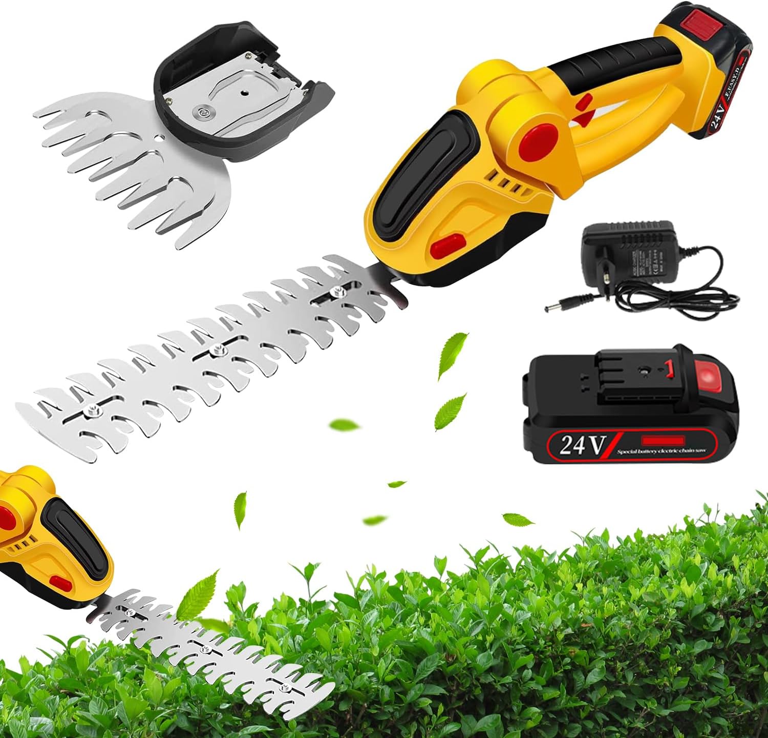 Taille-haie sans Fil, 24V 2 en 1 Cisaille à Main avec Batterie ...