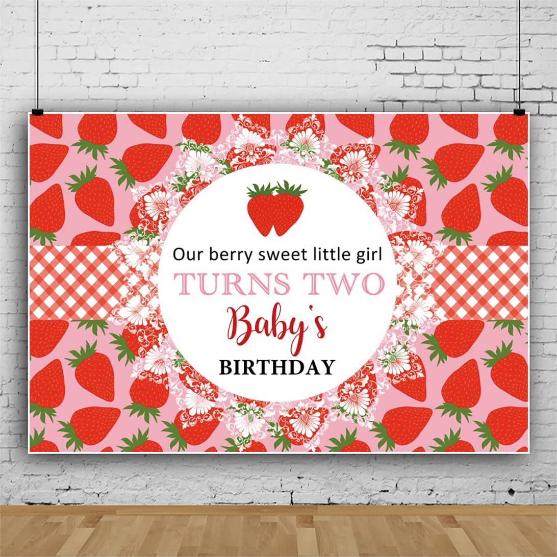 7x5Ft Strawberry Birthday Party Backdrops Birthday Cake Wall Decor ...