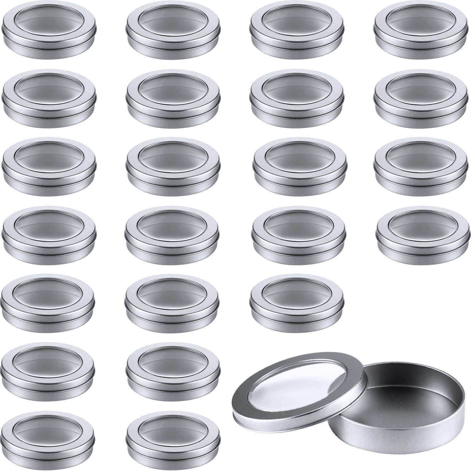 4 oz Metal Tin Cans Round Tin Containers Empty Tin Cans with Clear Top ...