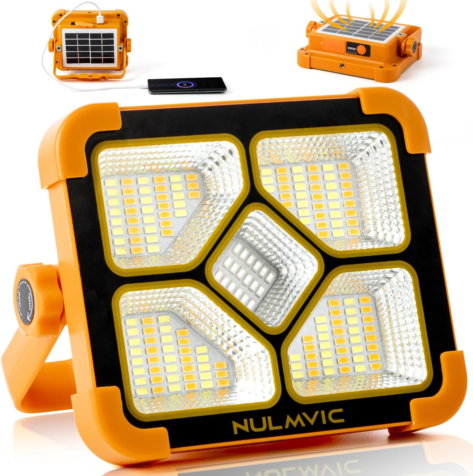Nulmvic LED Solar Work Light-Rechargeable FloodLight Powered Waterproof ...