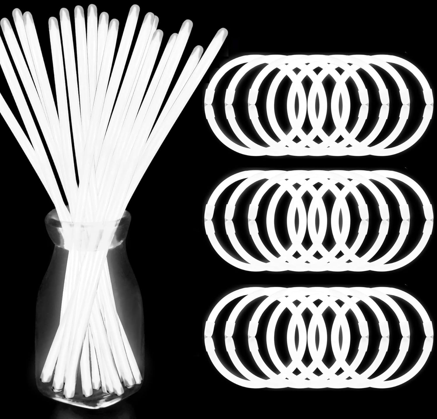 Amazon.com: YOFOBU 300 PCS White Glow Stick Bracelets Necklaces Bulk 8 ...