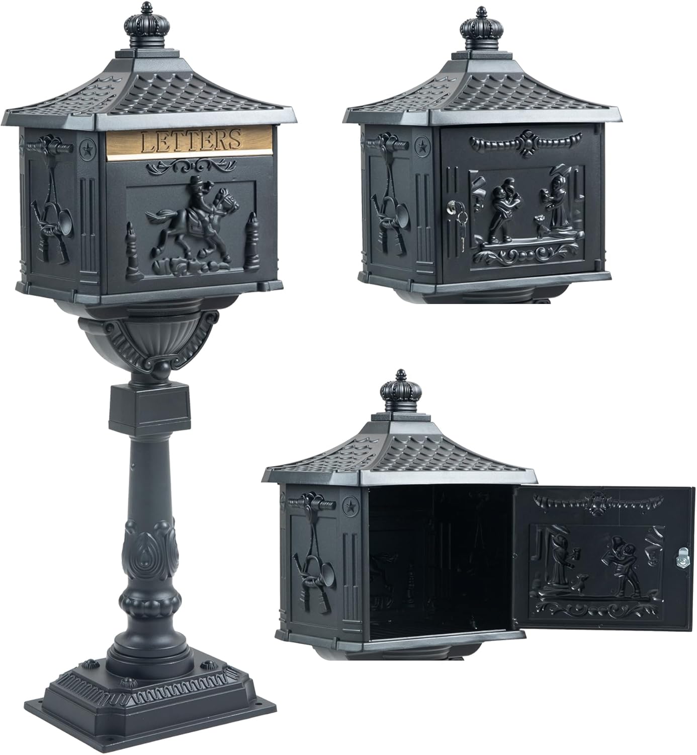 Amazon.com: Retro Locking Mailboxes for Outside Aluminum Freestanding ...