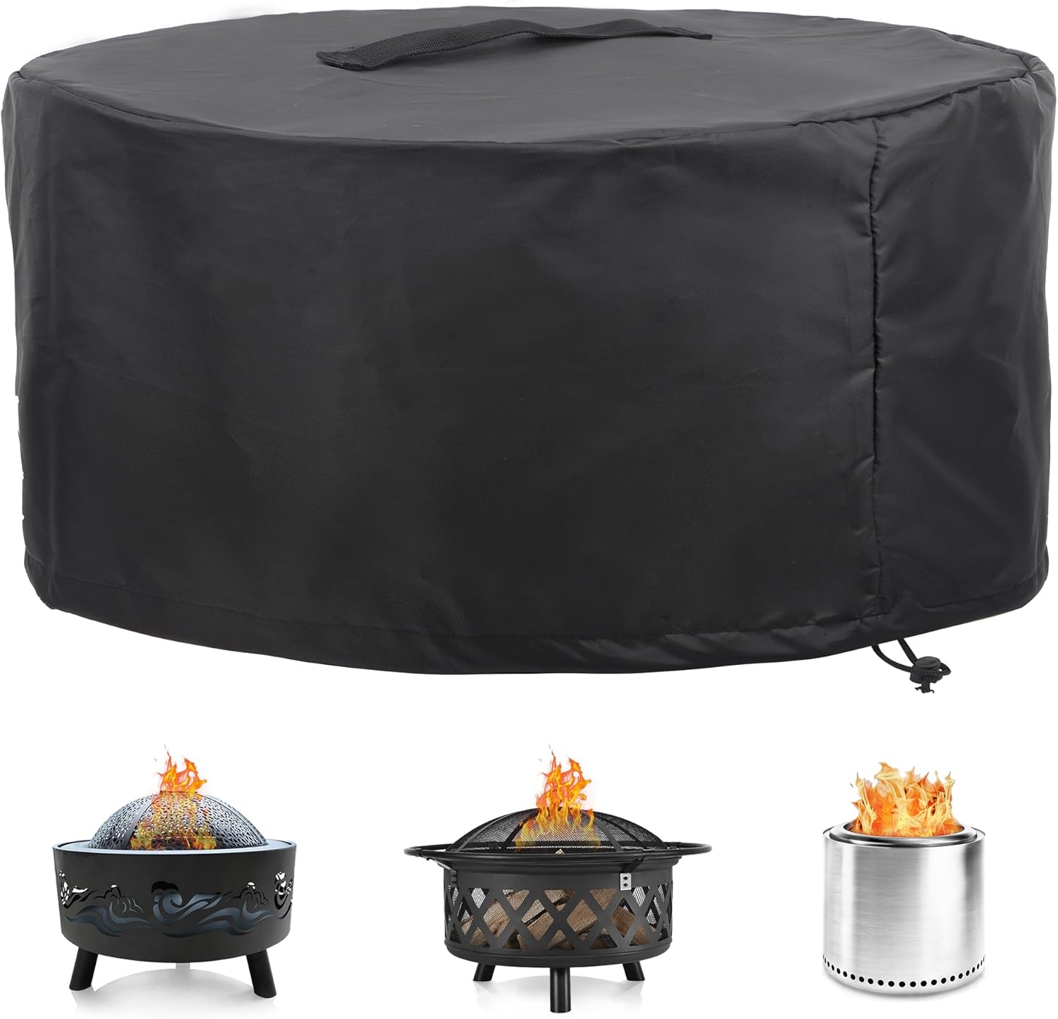Amazon.com : GREGIN Gas Fire Pit Cover - Round Patio Fireplace Cover ...