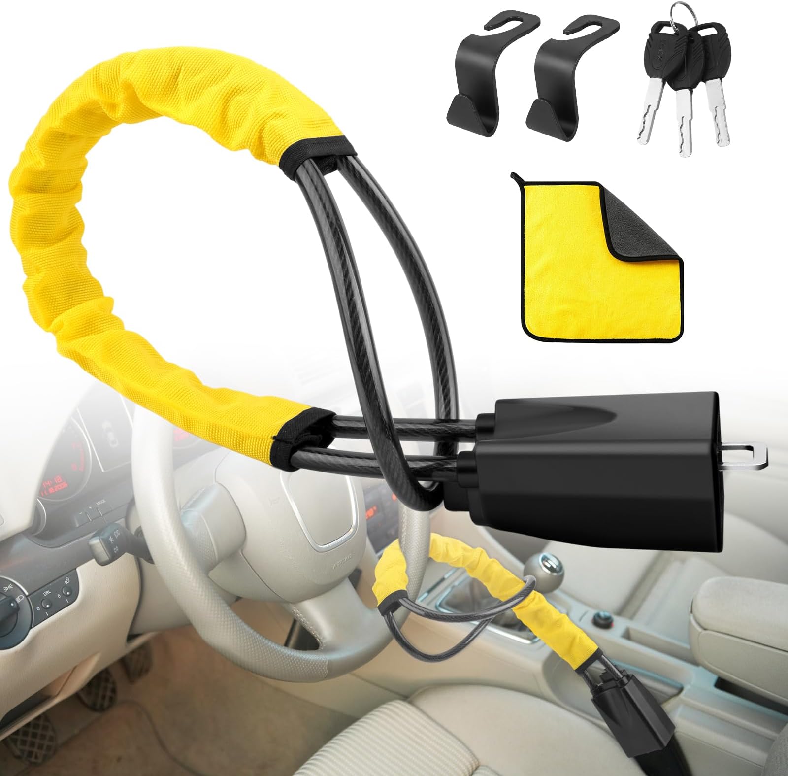 Amazon.com: Steering Wheel Lock, Seat Belt Lock Anti-Theft Device with ...
