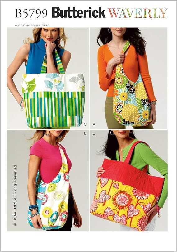 Amazon.com: Butterick Patterns B5799OSZ Market Bags Sewing Pattern ...