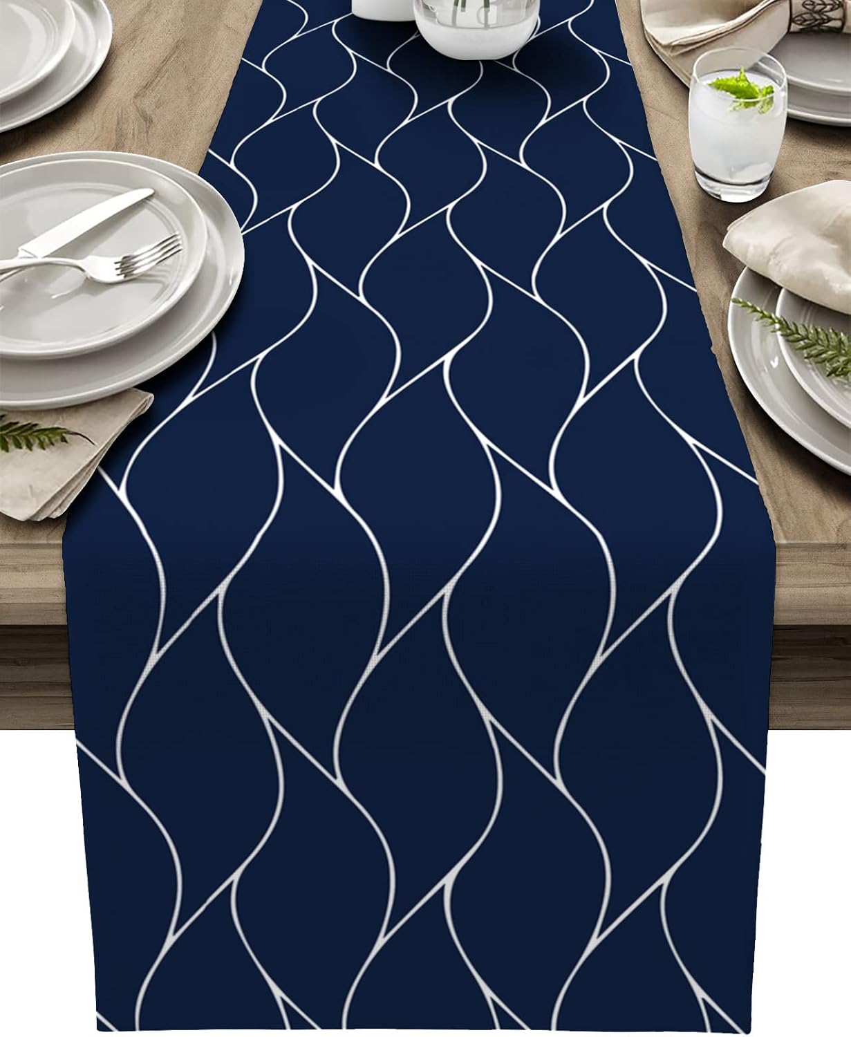 Amazon.com: Flouky Navy Blue Table Runner for Farmhouse Party Holiday ...