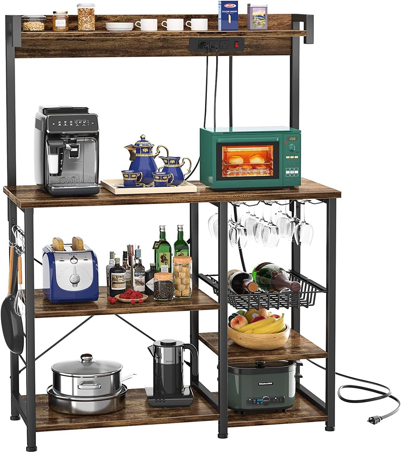 Amazon.com - Fancial Bakers Rack with Power Outlet and LED Light ...