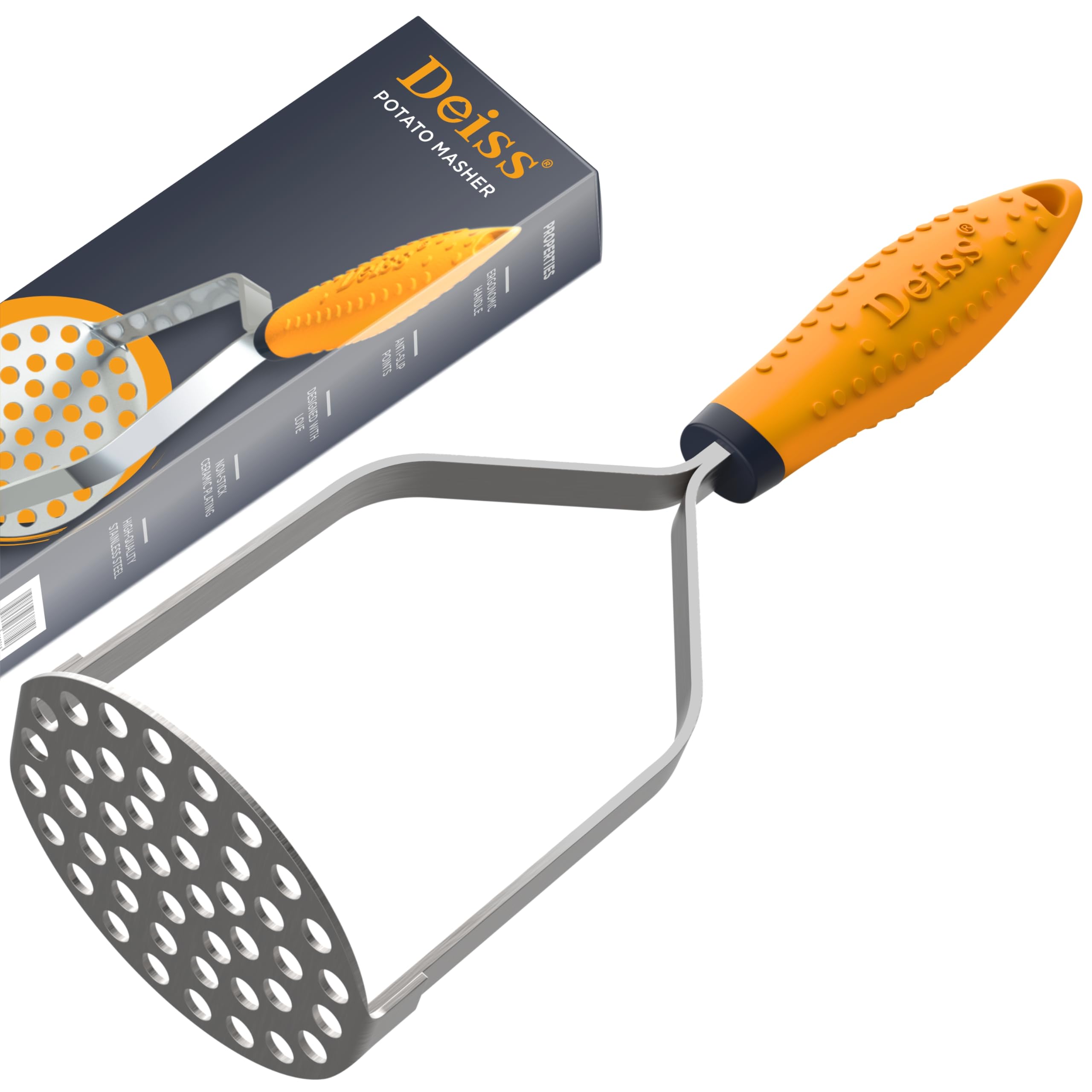 Amazon.com: Deiss PRO Heavy Duty Stainless Steel Potato Masher with Non ...