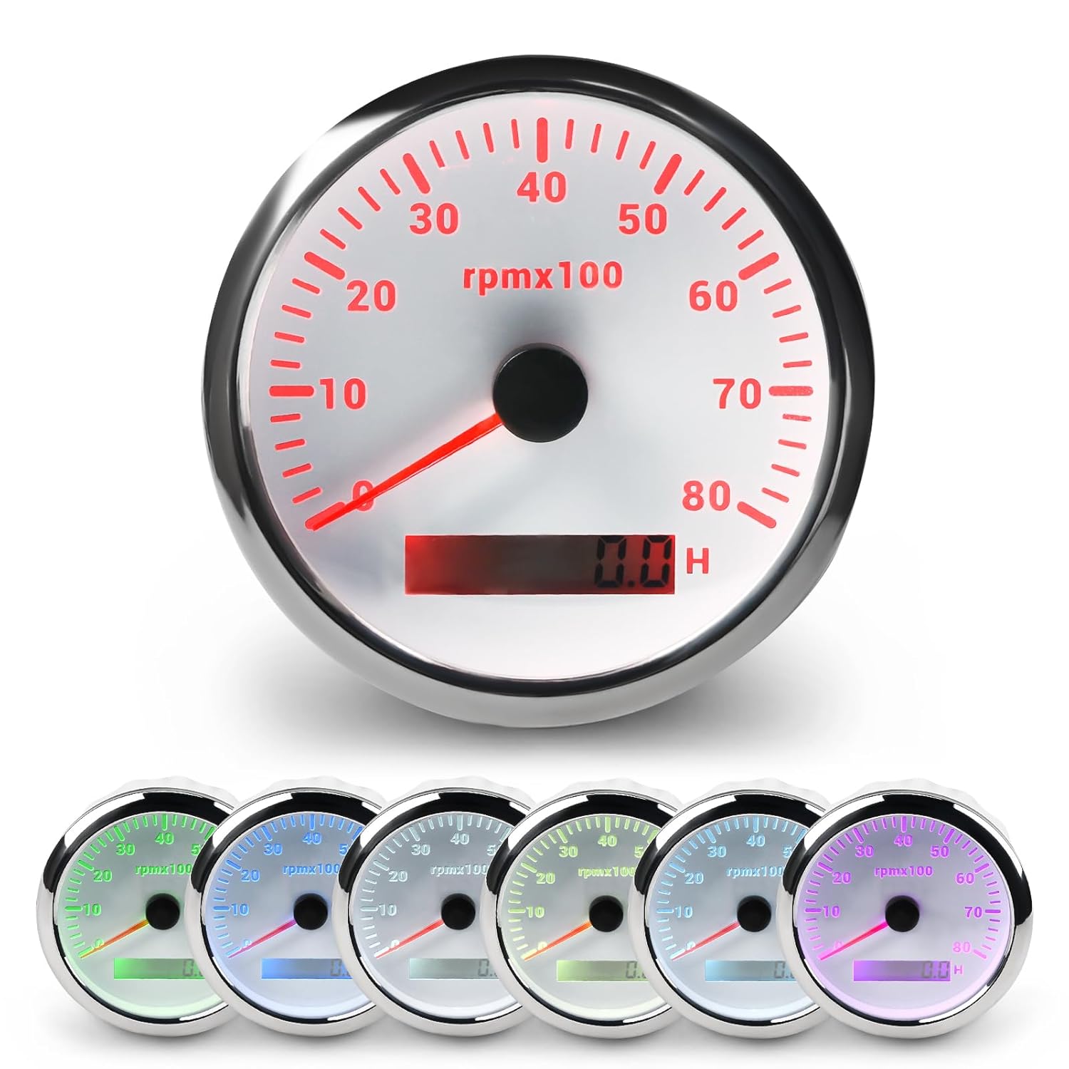 Amazon.com: WATERWICH 7 Color Tachometer 0-8000 RPM 3.34inch 85mm Tacho ...