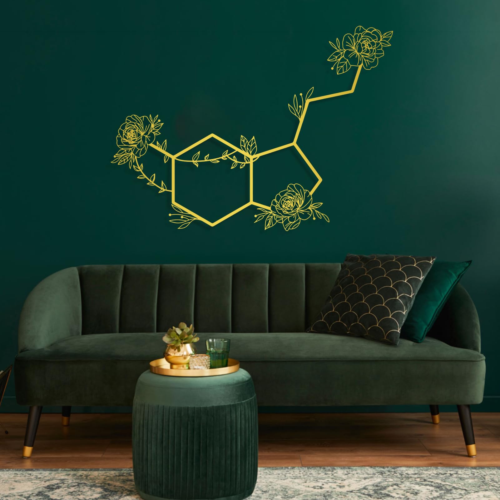 Amazon.com: Serotonin Metal Wall Art, Flowered Serotonin Molecule ...