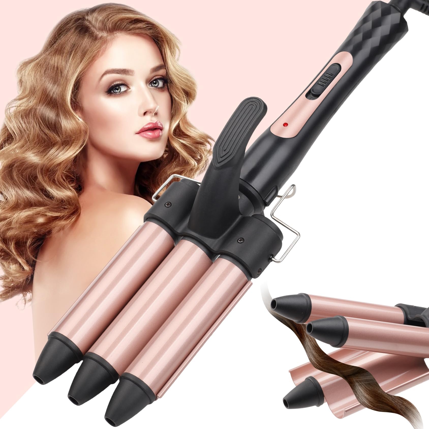 Amazon.com: 3 Barrel Curling Iron Wand - Triple Hair Waver & Crimper ...