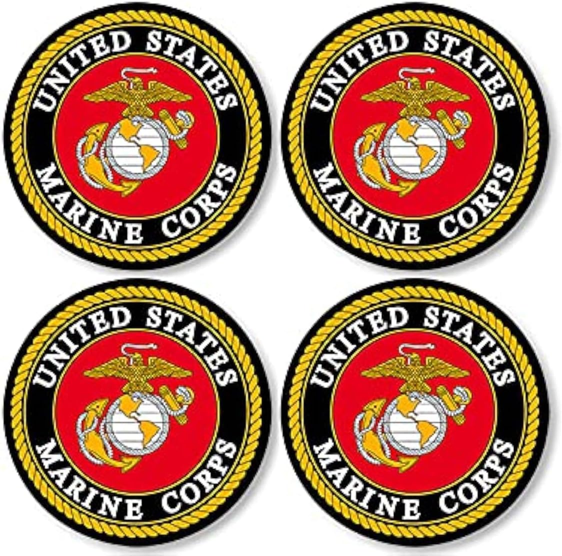 Amazon.com - 4-Pack Round Official US Marines Logo Stickers (Insignia ...