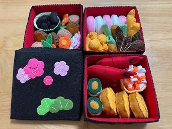 Amazon.co.jp: Few Remaining! Felt Pretend Play Osechi Set *Plush dish ...