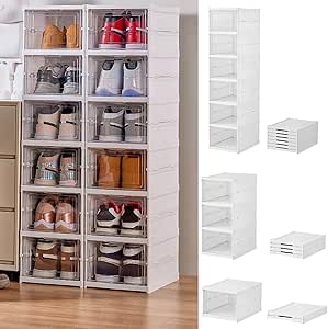 Amazon.com: Generic Foldable Shoe Box, Transparent Shoe Organizer ...