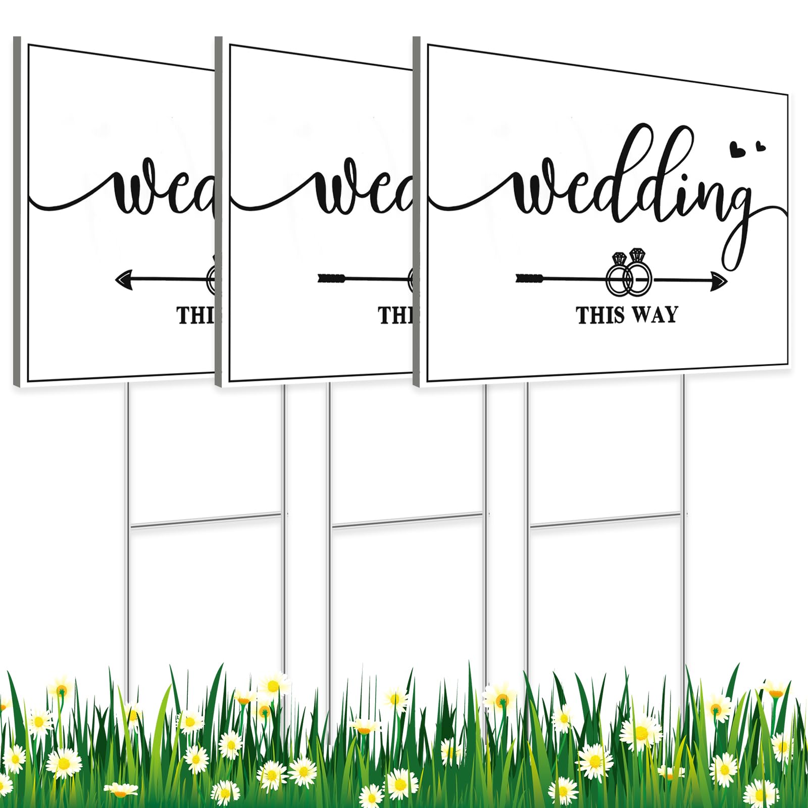 Amazon.com : 3 Packs Wedding Direction Arrow Signs with H Stakes, Wedding This Way Plastic Signs ...
