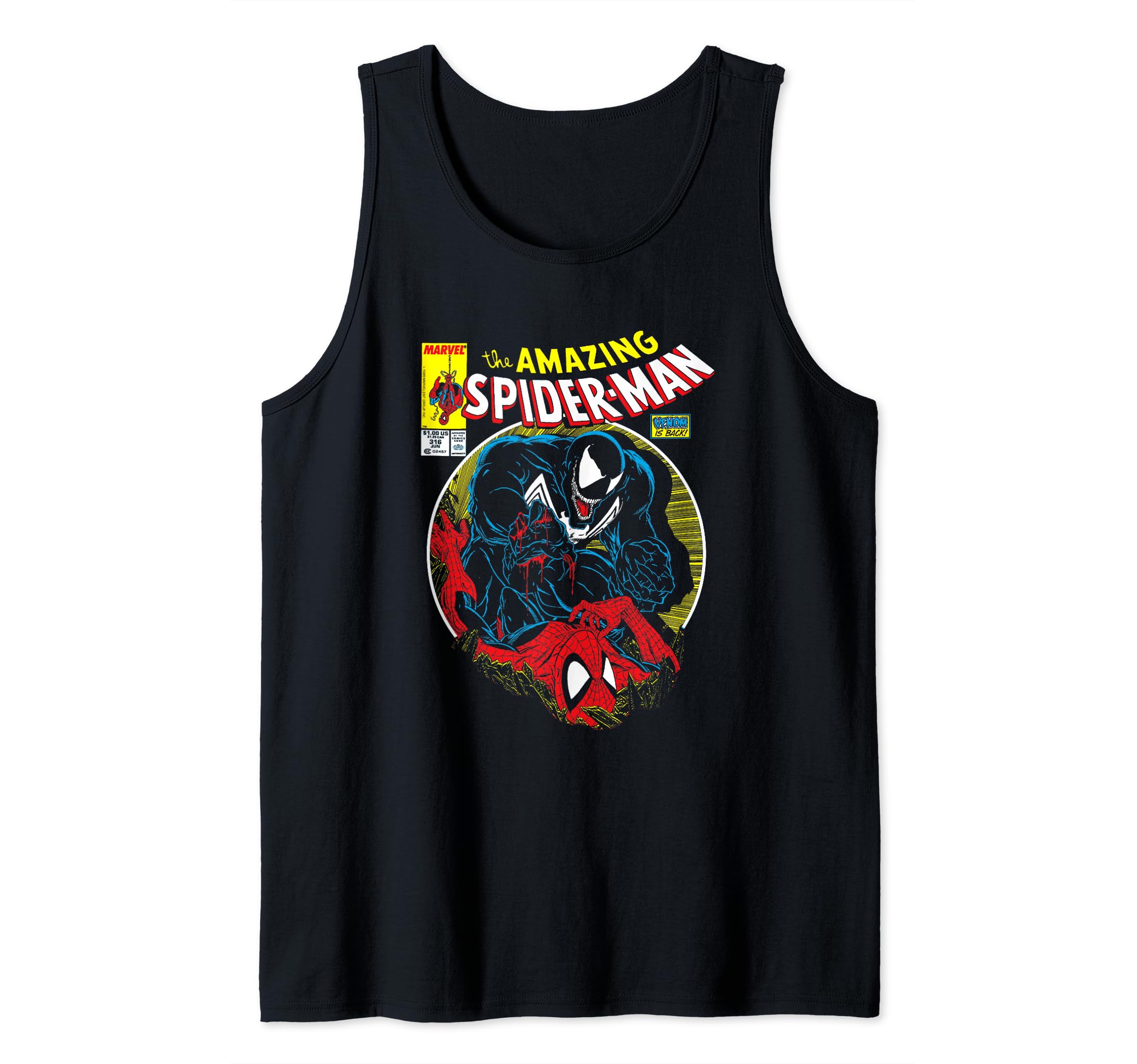 Amazon.com: Marvel Spider-Man VS Venom Bloody Battle Comic Cover Tank ...