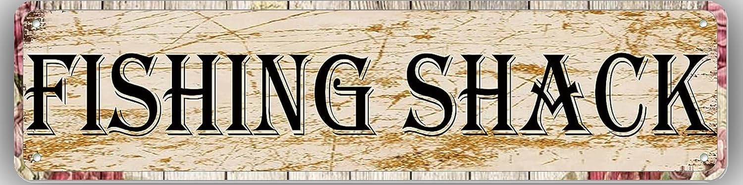 Amazon.com: Metal Sign Fishing Shack Vintage Retro Tin Street Sign Art ...